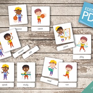 SCHOOL ACTION VERBS French Edition 16 French and 16 English Editable ...