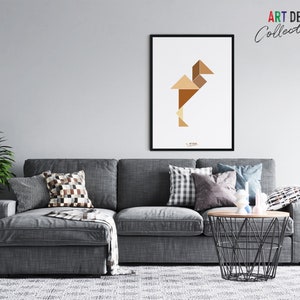 Flamingo Tangram Abstract Wall Art, Printable Wall Art Decor ...