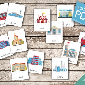 BUILDINGS • 24 Montessori Cards • Flash Cards Nomenclature Flashcards ...
