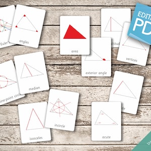 TRIANGLE • 25 Editable Montessori Cards • Flash Cards Nomenclature ...