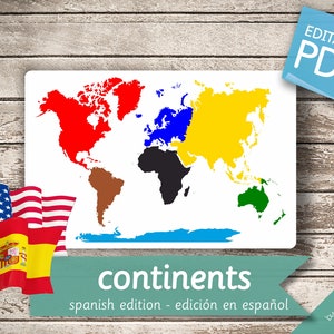 CONTINENTS of the WORLD SPANISH Edition • 8+8+8 Spanish and English ...