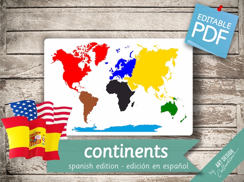 CONTINENTS of the WORLD SPANISH Edition • 8+8+8 Spanish and English ...