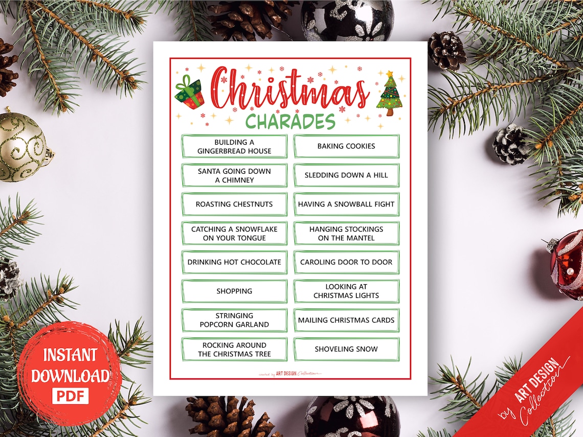CHRISTMAS CHARADES Game Christmas Game Holiday Christmas - Etsy