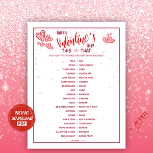 Happy VALENTINE'S Day THIS or THAT Game • Valentines Day Game Holiday ...
