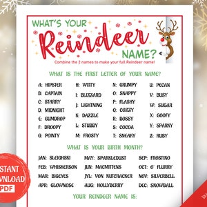 CHRISTMAS What's Your REINDEER Name? Game • Christmas Game Holiday ...