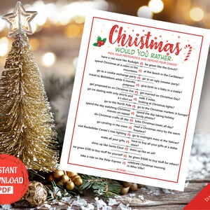 CHRISTMAS WOULD You RATHER Game • Christmas Game Holiday Christmas ...