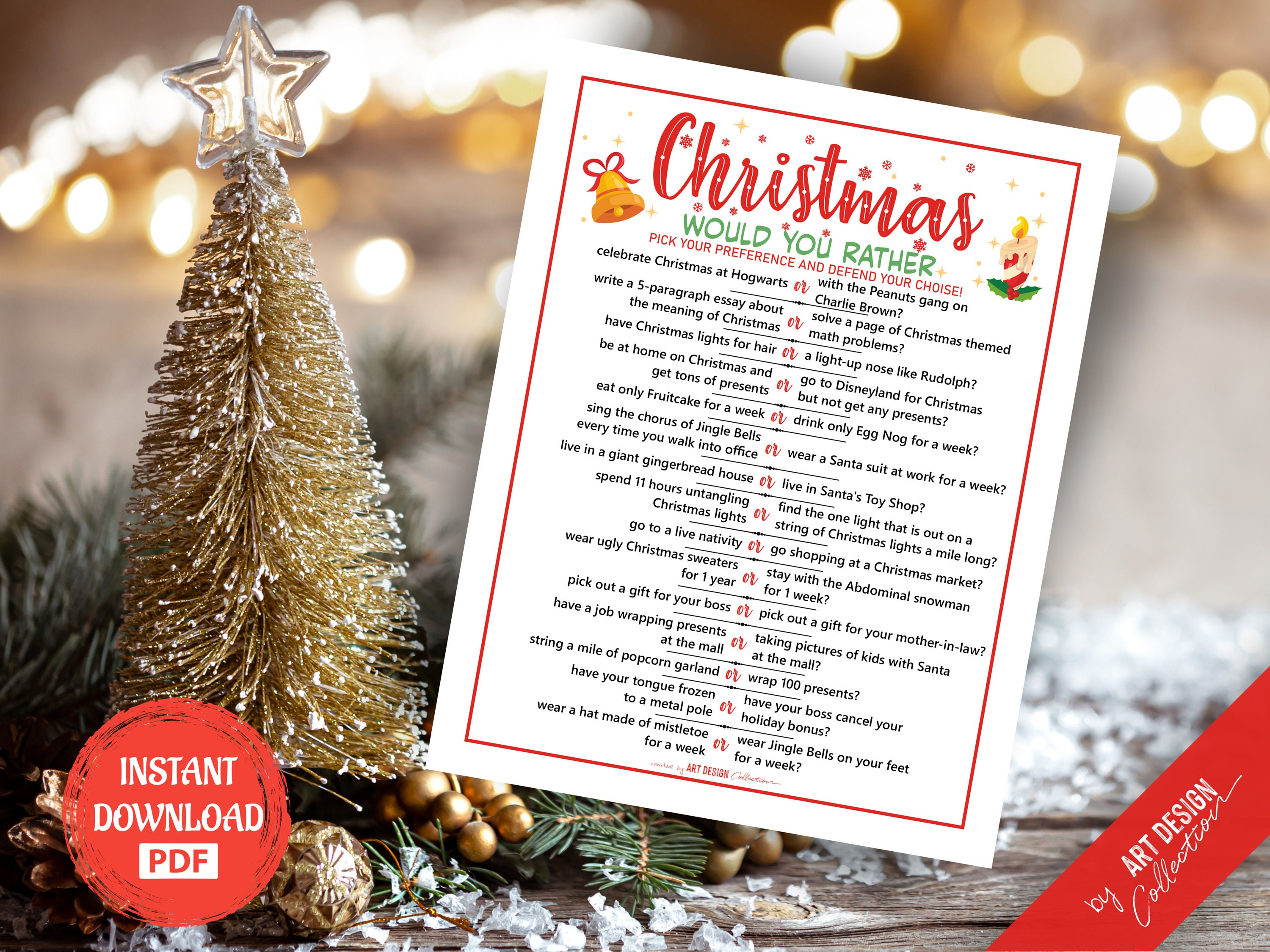 CHRISTMAS WOULD You RATHER Game Christmas Game Holiday - Etsy