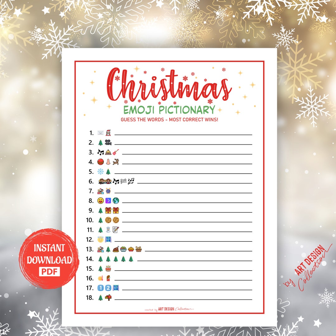 CHRISTMAS Emoji Pictionary Game • Christmas Game Holiday Christmas ...