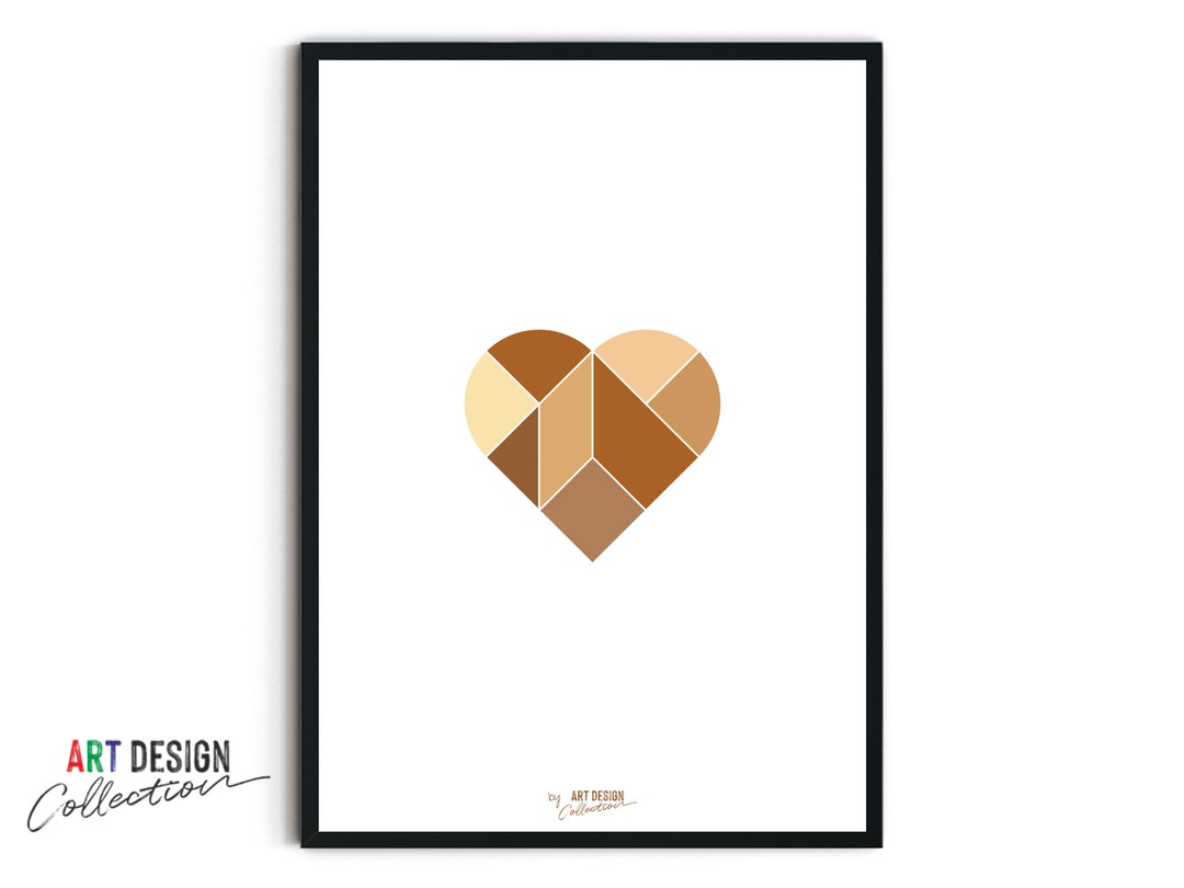 Heart Tangram Abstract Wall Art, Love Printable Wall Art Decor ...