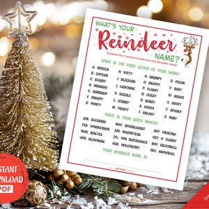 CHRISTMAS What's Your REINDEER Name? Game • Christmas Game Holiday ...