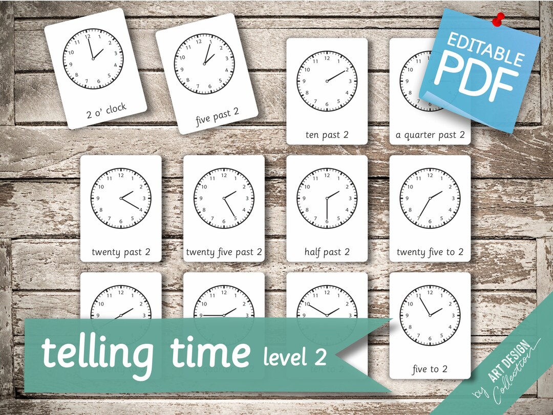 TELLING TIME level 2 144 Editable Montessori Cards Time Flash Cards ...