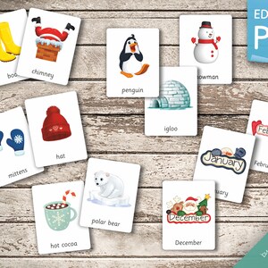 WINTER • 34 Montessori Cards • Flash Cards Nomenclature Flashcards ...