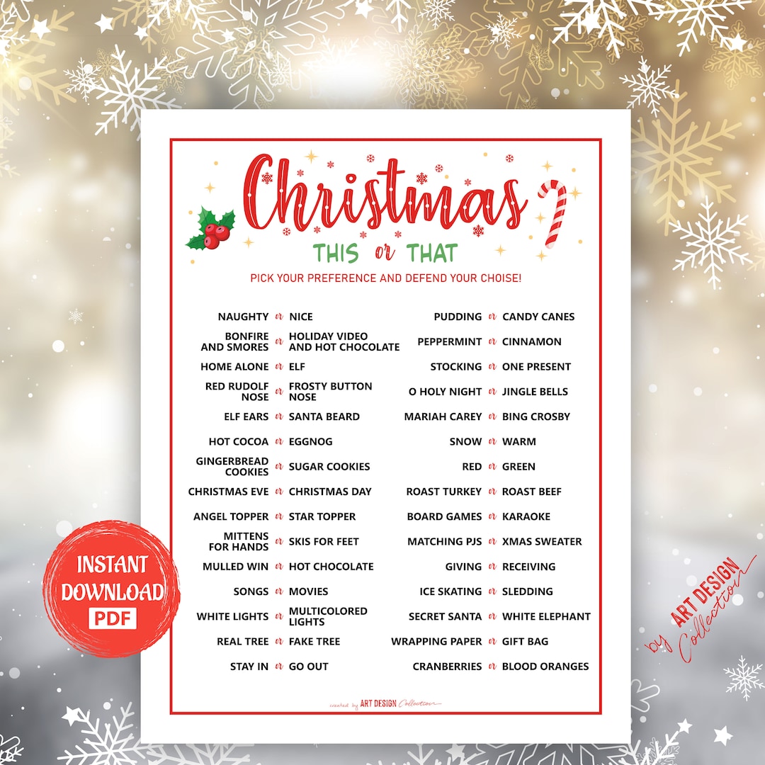 CHRISTMAS THIS or THAT Game • Christmas Game Holiday Christmas Party ...