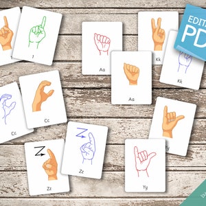 SIGN LANGUAGE • 36+36 Editable Montessori Cards • Flash Cards ...