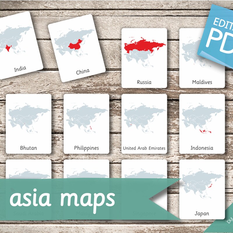 Asia Map Template - Etsy