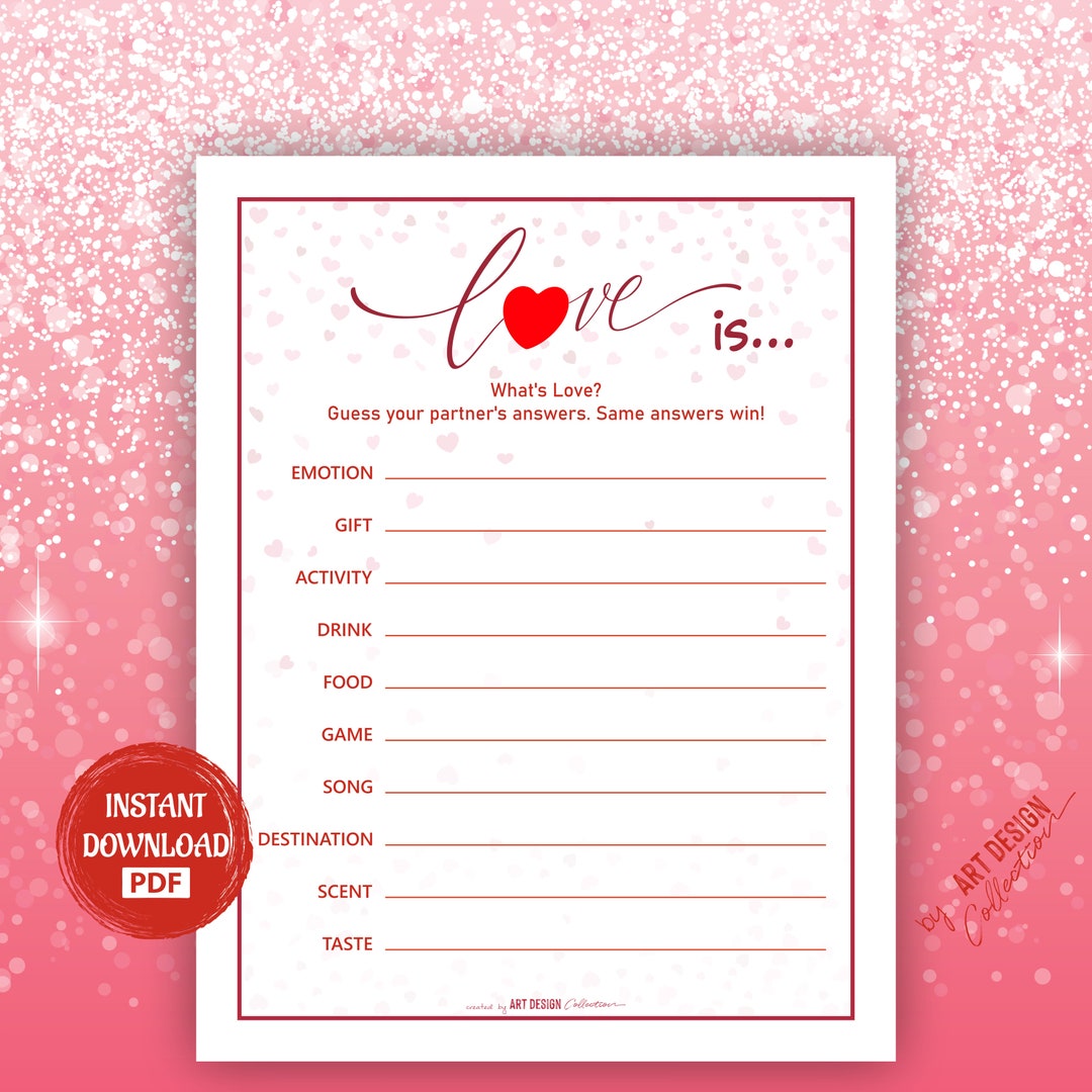 LOVE IS... VALENTINE Game • Valentines Day Game Holiday Love Party ...