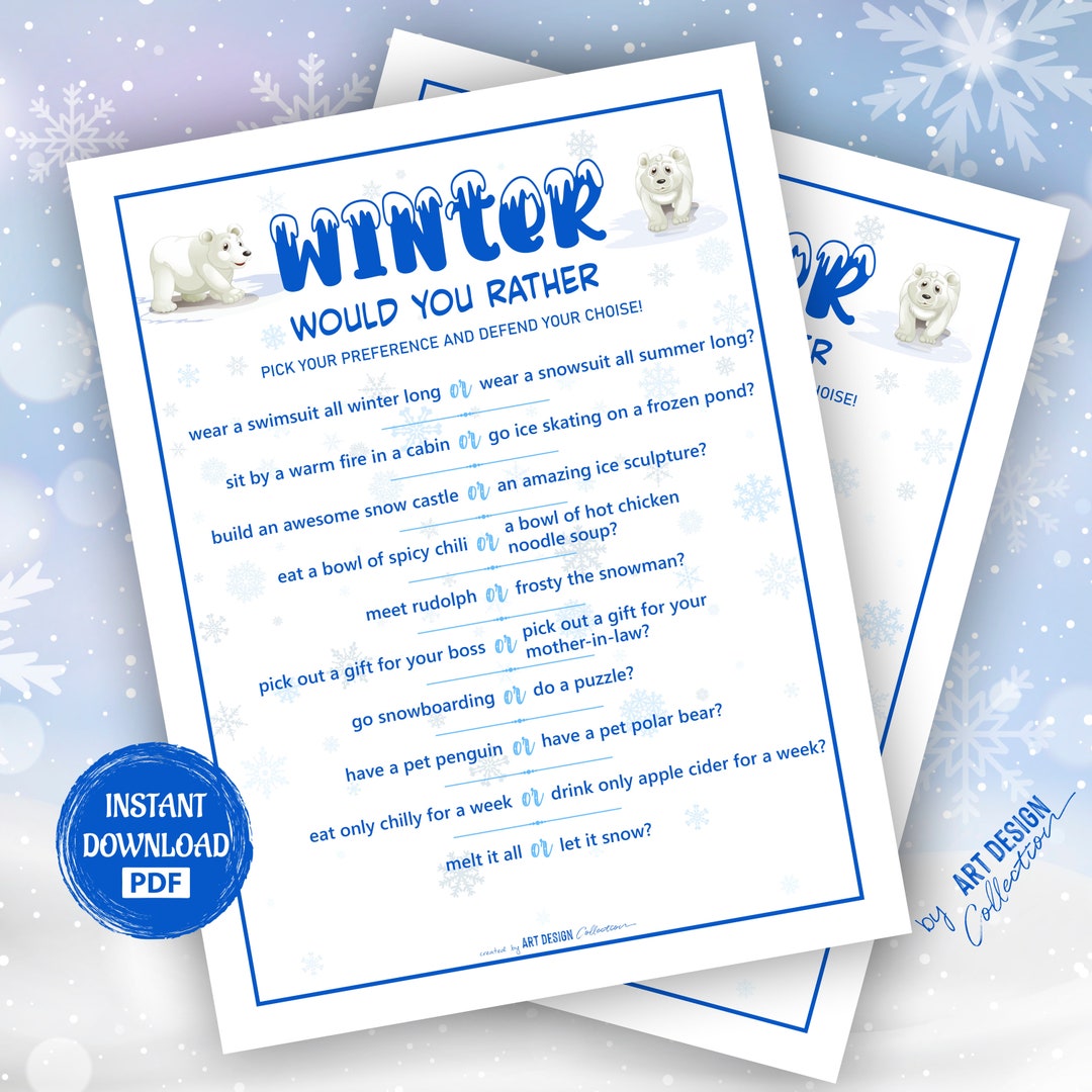 WINTER WOULD You RATHER Game • Christmas Game Holiday Christmas Party ...