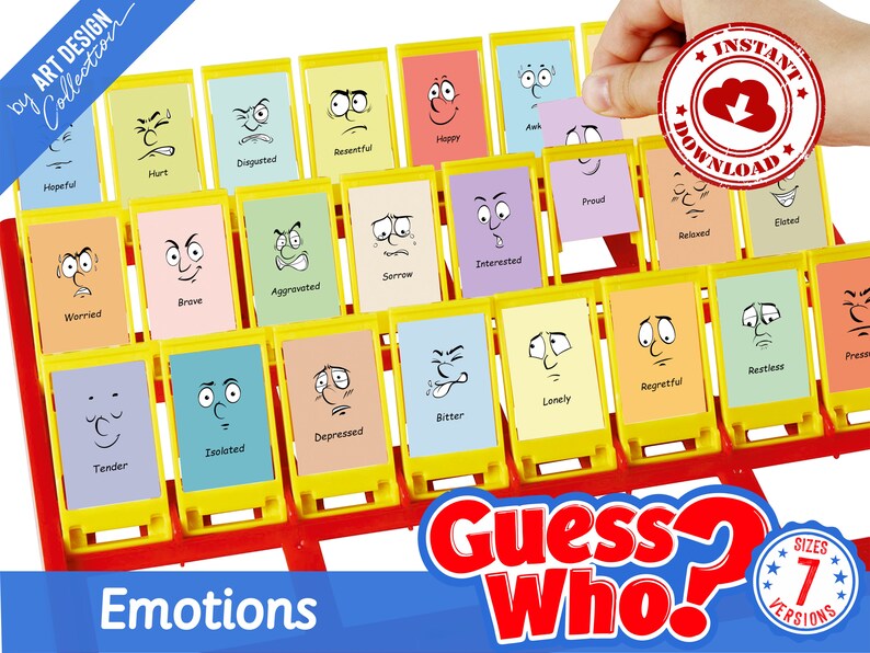 EMOTIONS Guess Who Insert Cards Montessori Cards Party - Etsy