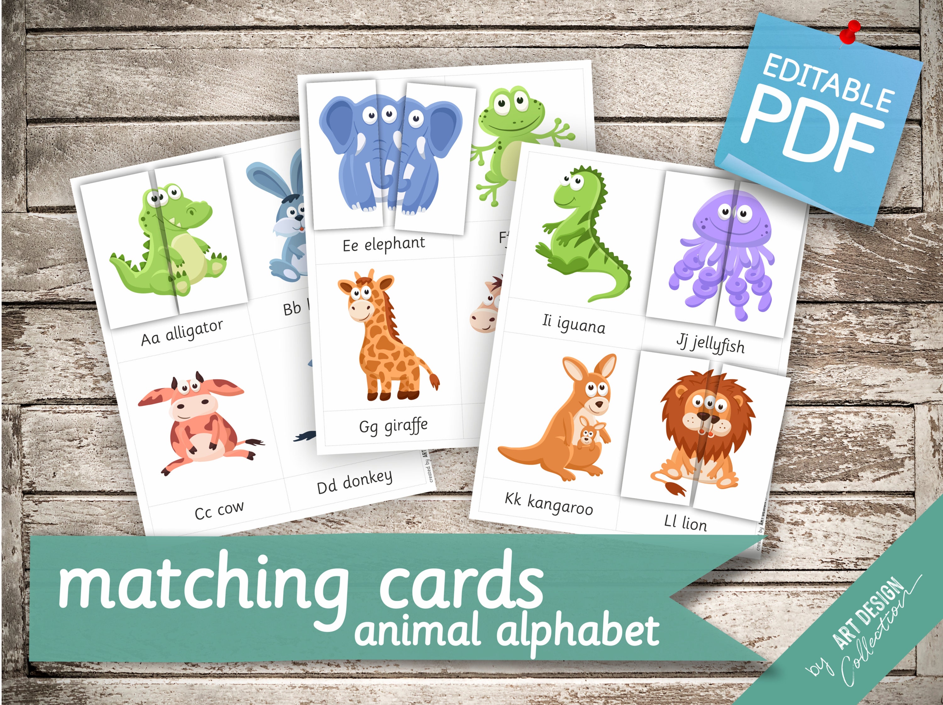 MATCHING ANIMAL ALPHABET 26 Montessori Cards Flash Cards - Etsy