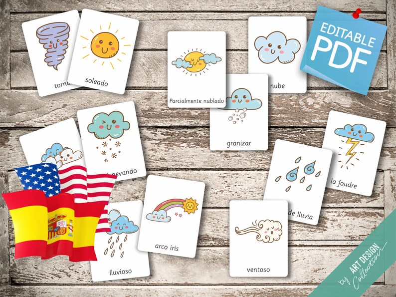WEATHER SPANISH Edition 26 Spanish and 26 English Editable - Etsy