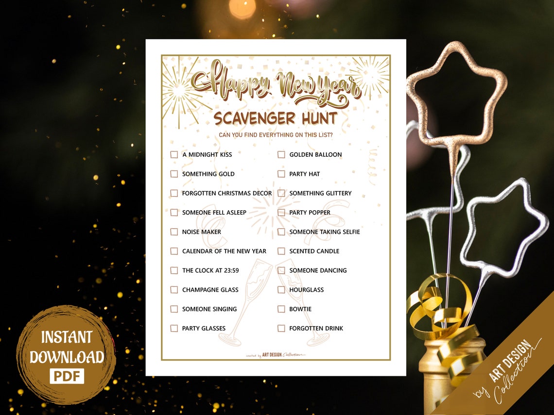 Happy New Year SCAVENGER HUNT Game Christmas Game Holiday - Etsy