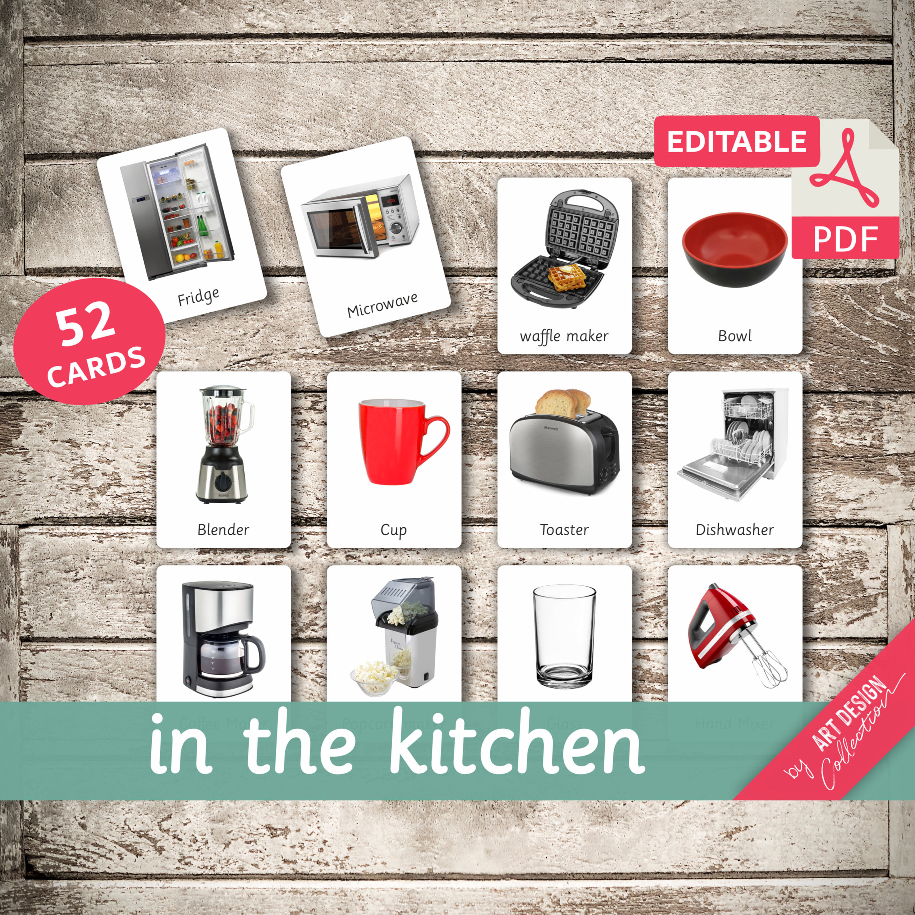 IN THE KITCHEN (real Pictures) • 52 Editable Montessori Cards • Flash ...