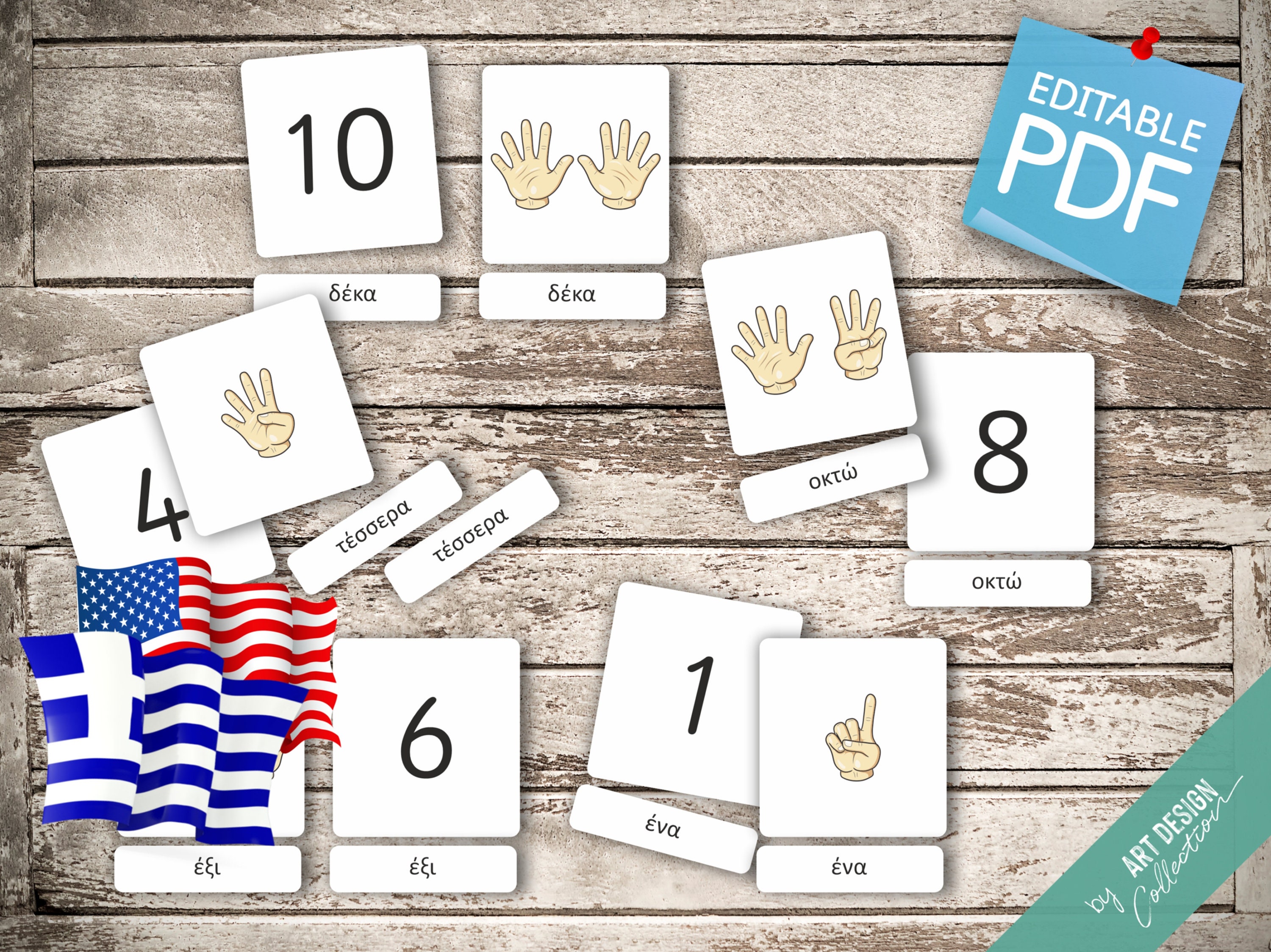 FINGERS COUNTING GREEK Edition • 39 Greek and 39 English Editable ...