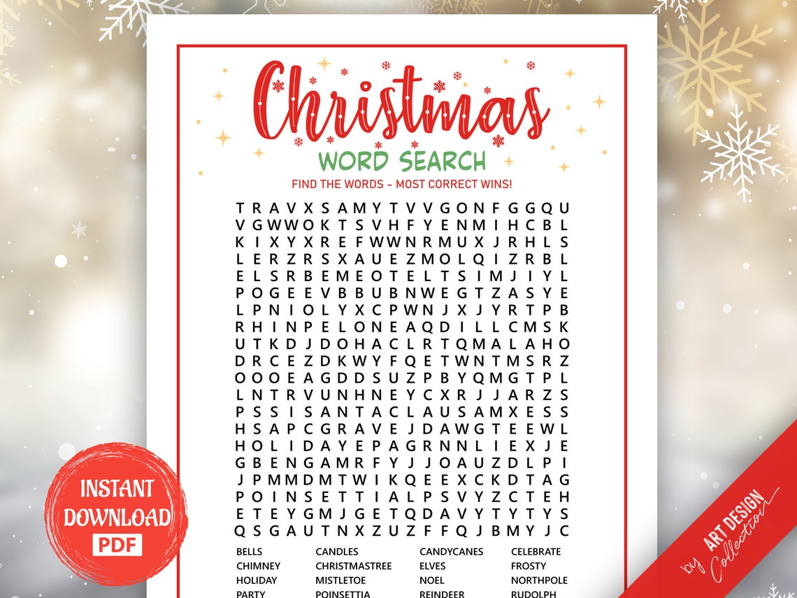 CHRISTMAS Word Search Game Christmas Game Holiday Christmas - Etsy