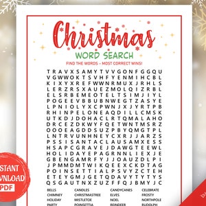 CHRISTMAS Word Search Game • Christmas Game Holiday Christmas Party ...