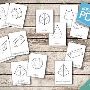 3D GEOMETRIC SHAPES FRENCH Edition • 20 French and 20 English Editable ...