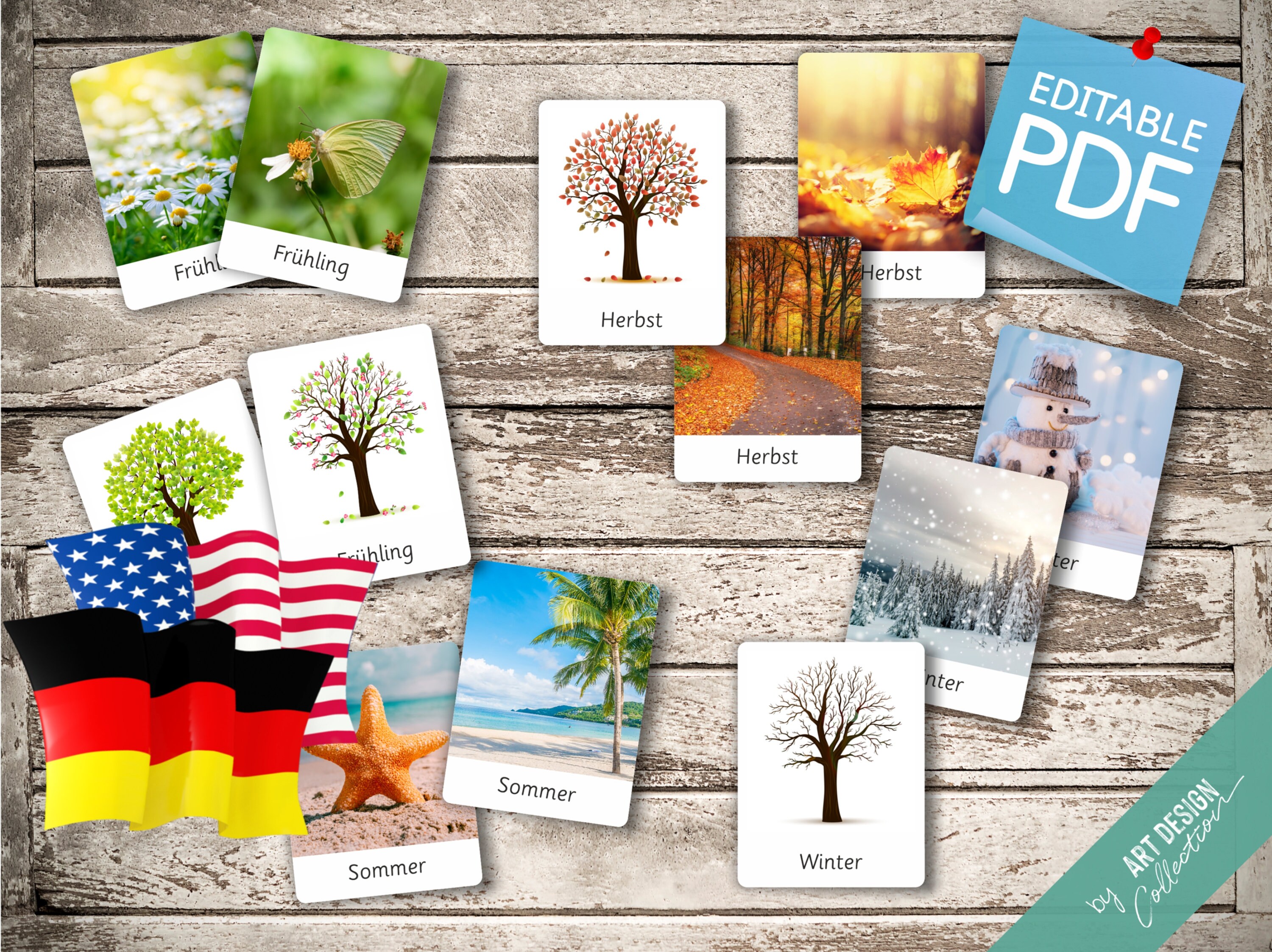 4 SEASONS GERMAN Edition 36 German and 36 English Editable | Etsy