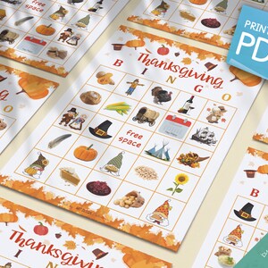 THANKSGIVING BINGO • 30 Printable Cards • Christmas Game Holiday Bingo ...