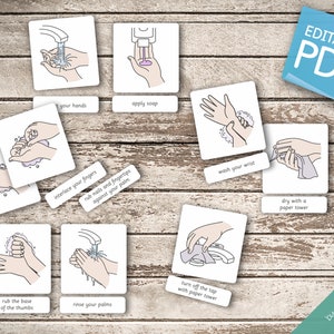 How to WASH Your HANDS PROPERLY • 11 Editable Montessori Cards • Flash ...