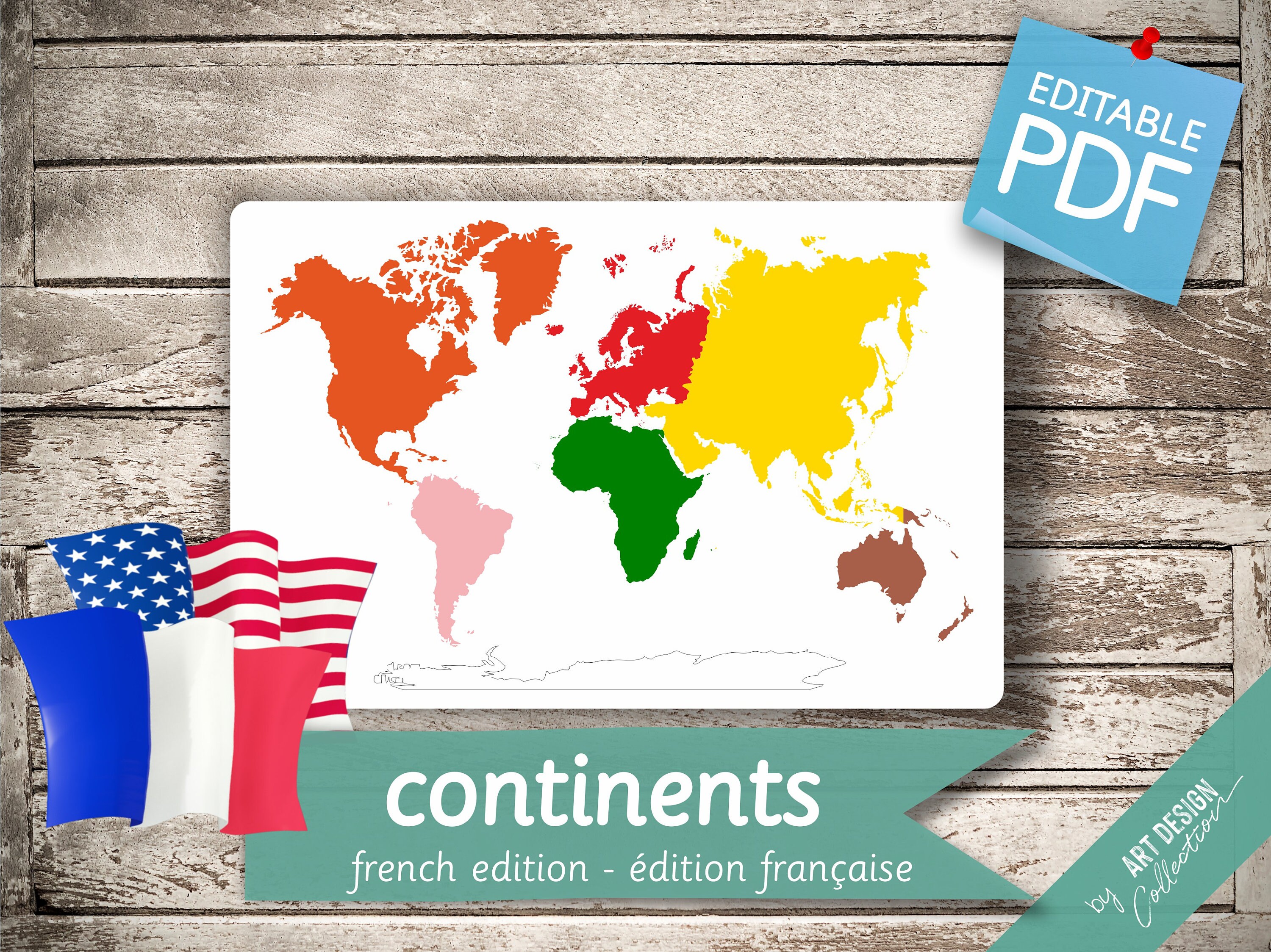 CONTINENTS of the WORLD French Edition • 8+8+8 French and English ...