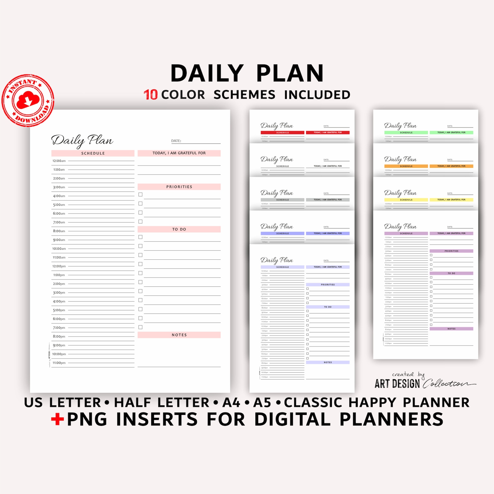 DAILY PLAN Digital Planner Planner Digital Download Budget - Etsy