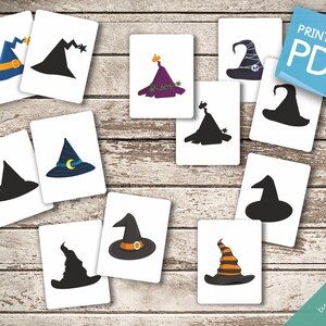 Witch's HAT Shadow Matching Cards • Halloween • 40 (hats) + 40 (shadows ...