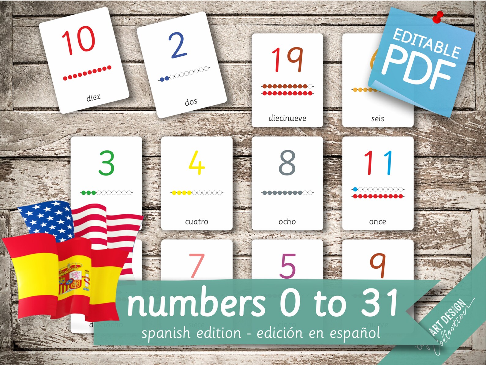NUMBERS 0 to 31 SPANISH Edition 32 Spanish and 32 English | Etsy