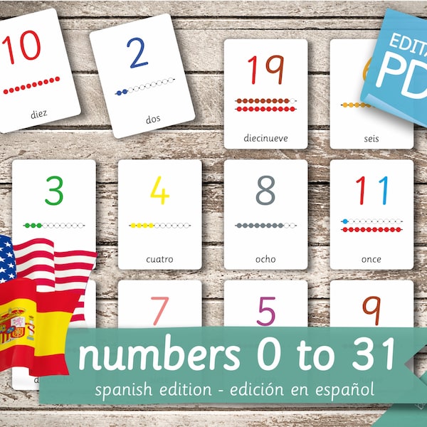 Spanish Numbers Flash Cards - Etsy