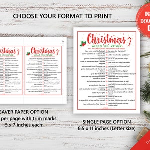 CHRISTMAS WOULD You RATHER Game • Christmas Game Holiday Christmas ...