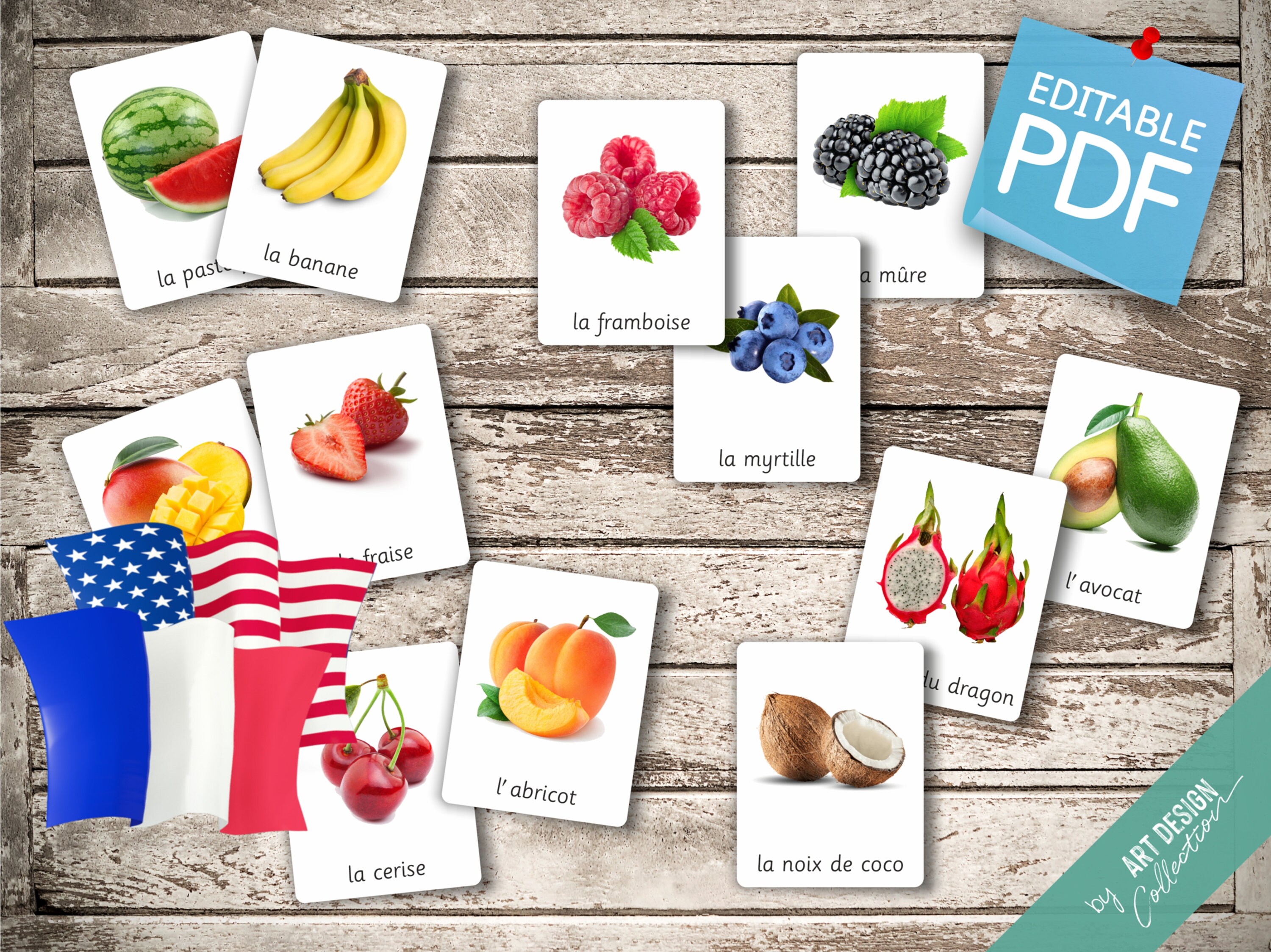 FRUITS FRENCH Edition real Pictures 50 French and 50 - Etsy UK