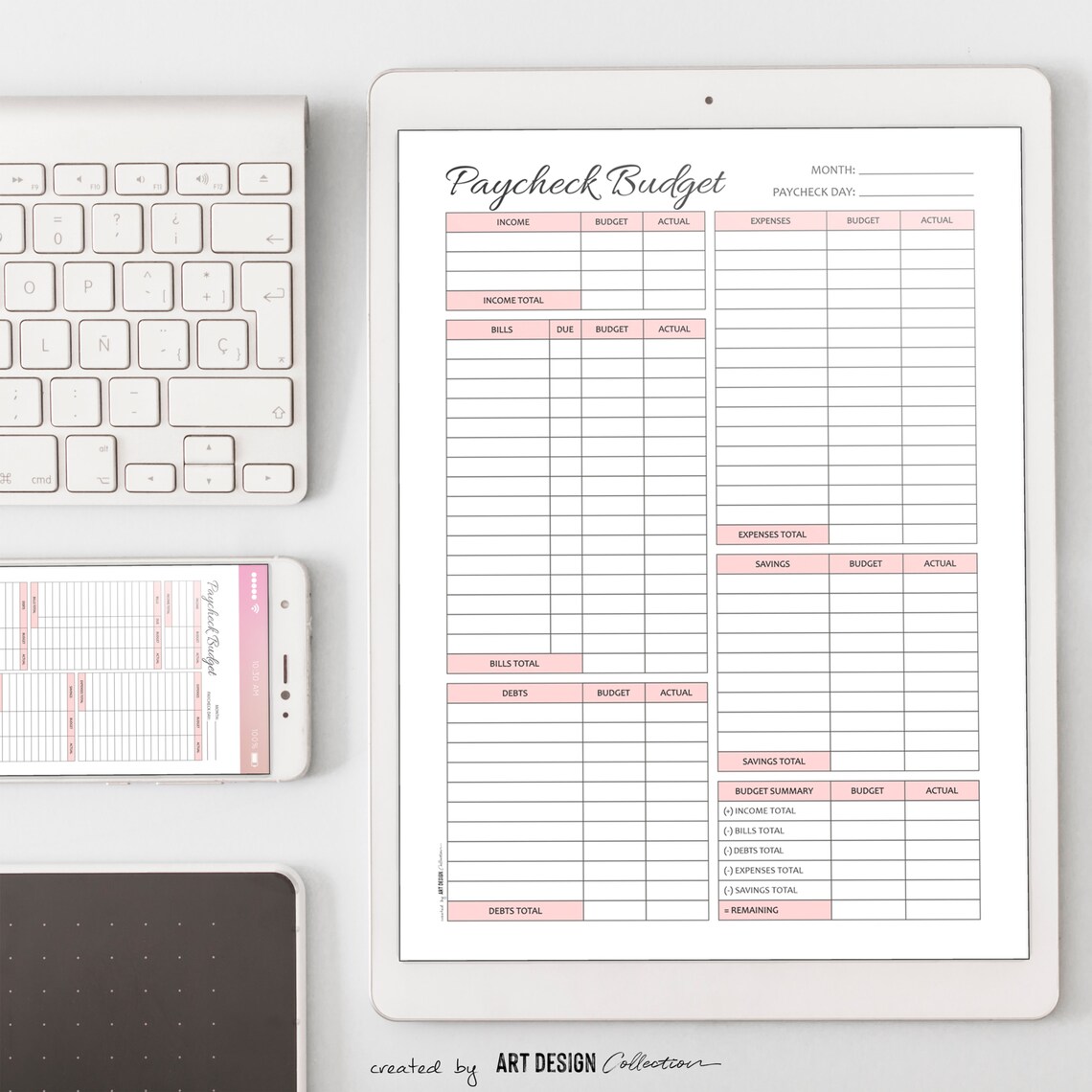 EDITABLE PAYCHECK BUDGET Planner Digital Planner Planner - Etsy