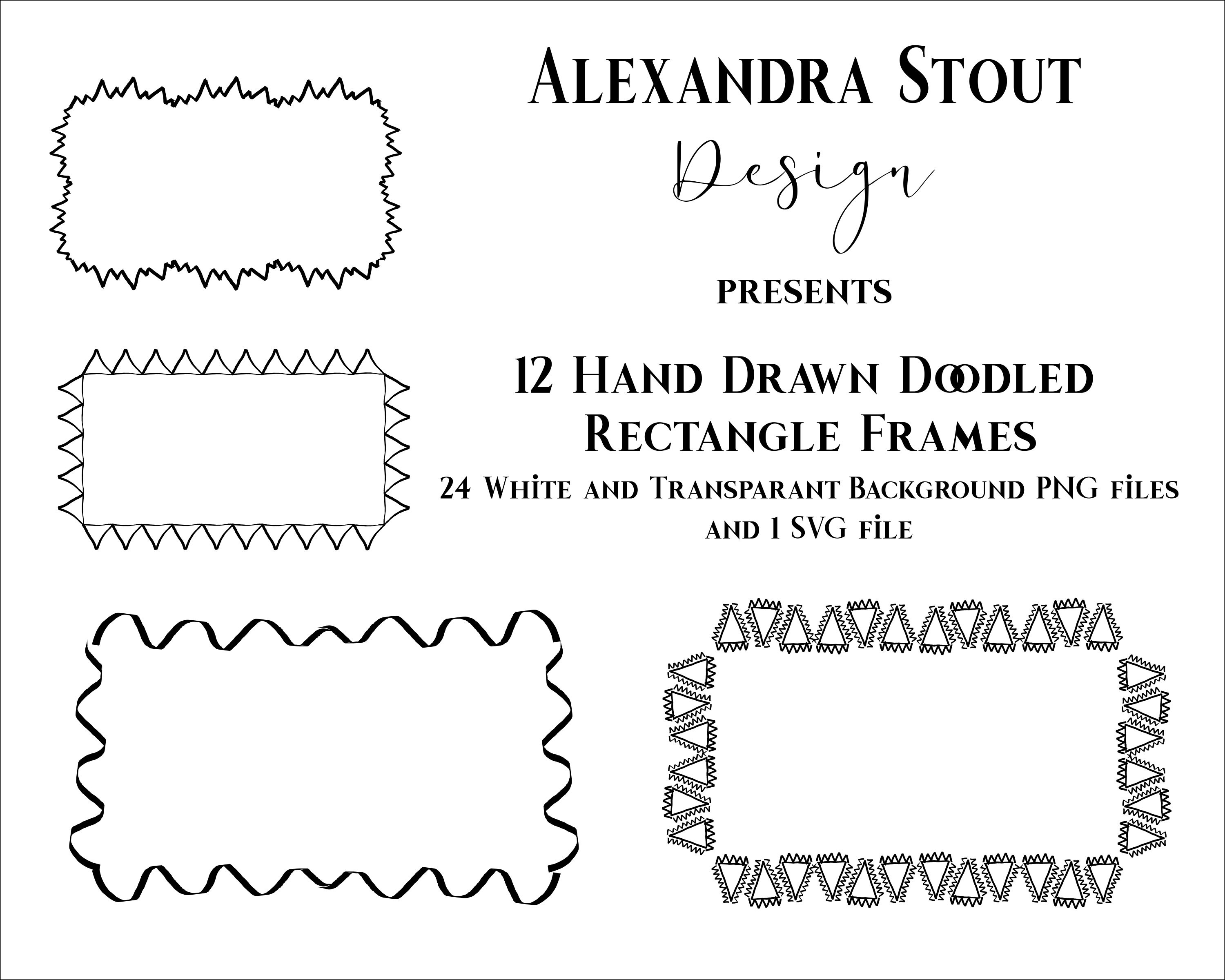 Hand Drawn Doodle Rectangle Frame Clip Art - Etsy