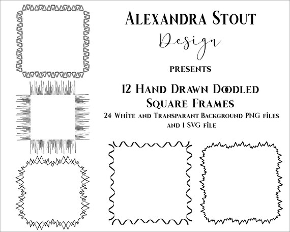 Hand Drawn Doodle Square Frame Clip Art | Etsy