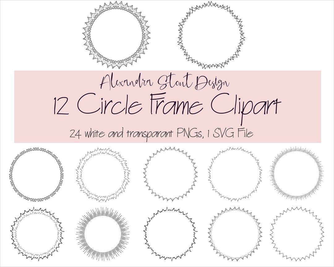Hand Drawn Doodle Starburst Sun Circle Frame Clip Art - Etsy