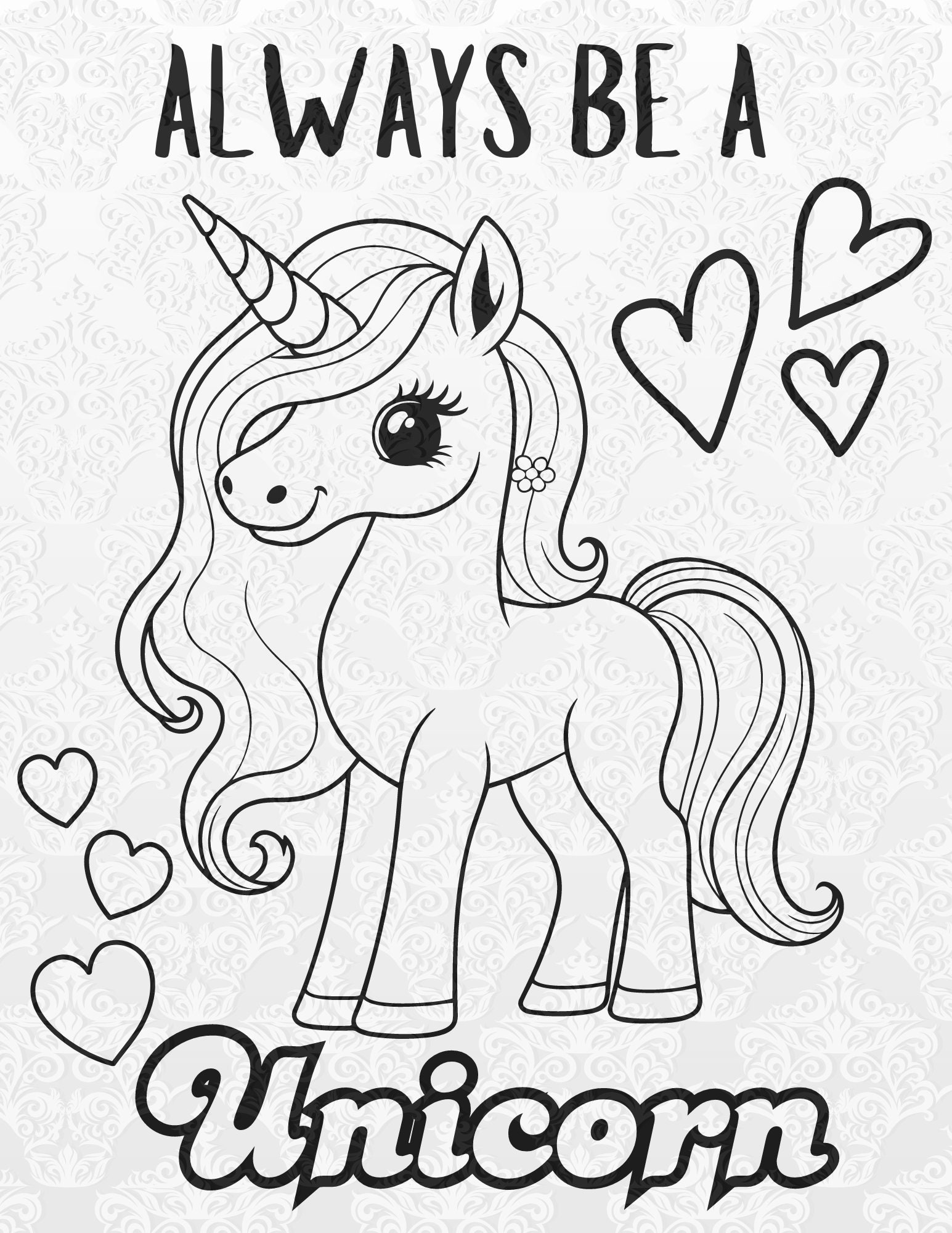 Always Be a Unicorn Coloring Page - Instant Download - Etsy