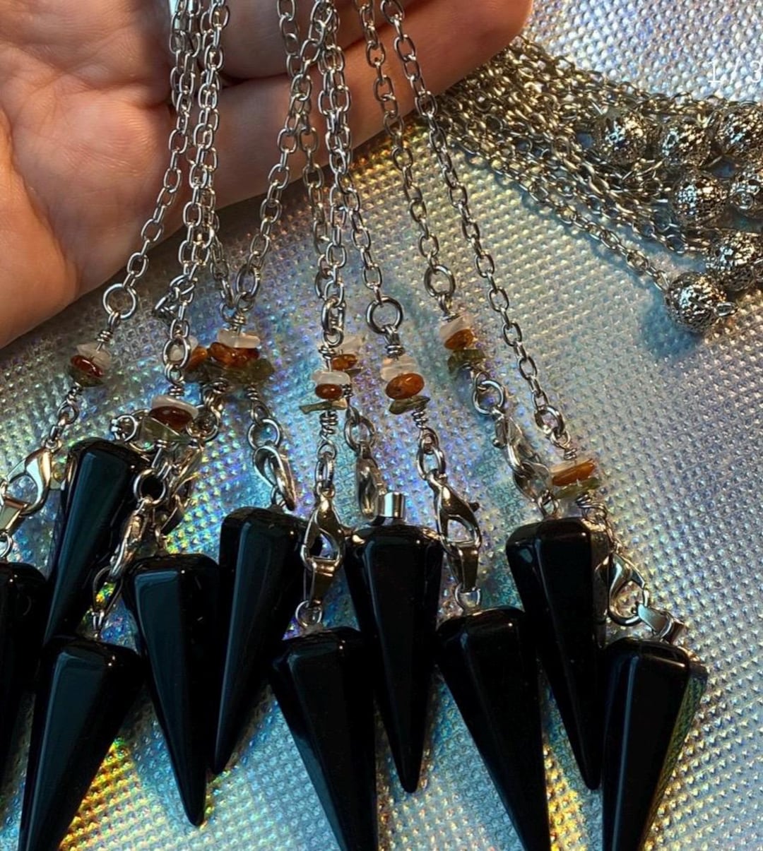 Black Tourmaline Pendulum, With 1 Genuine Moldavite Bead, Moonstone ...