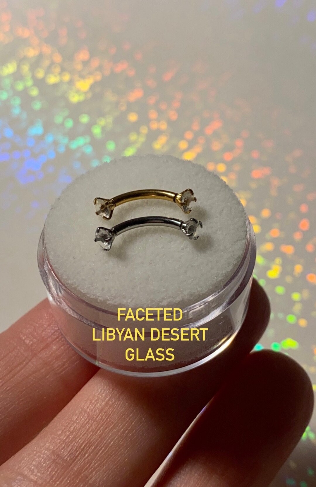 Libyan Desert Glass faceted Curved Barbells - Etsy