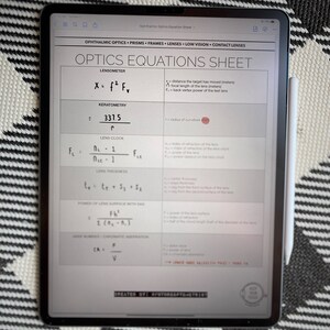 Comprehensive Ophthalmic Optics Equations Download - Etsy