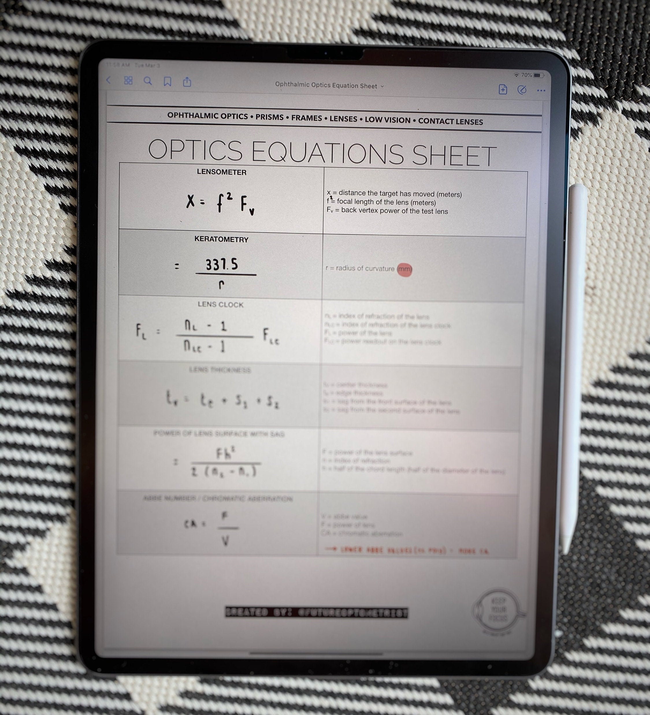 Comprehensive Ophthalmic Optics Equations Download - Etsy