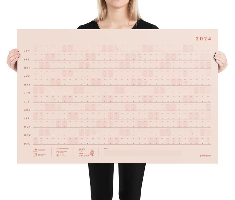 Printable 2024 Large Wall Calendar Digital Download Full Year Wall ...